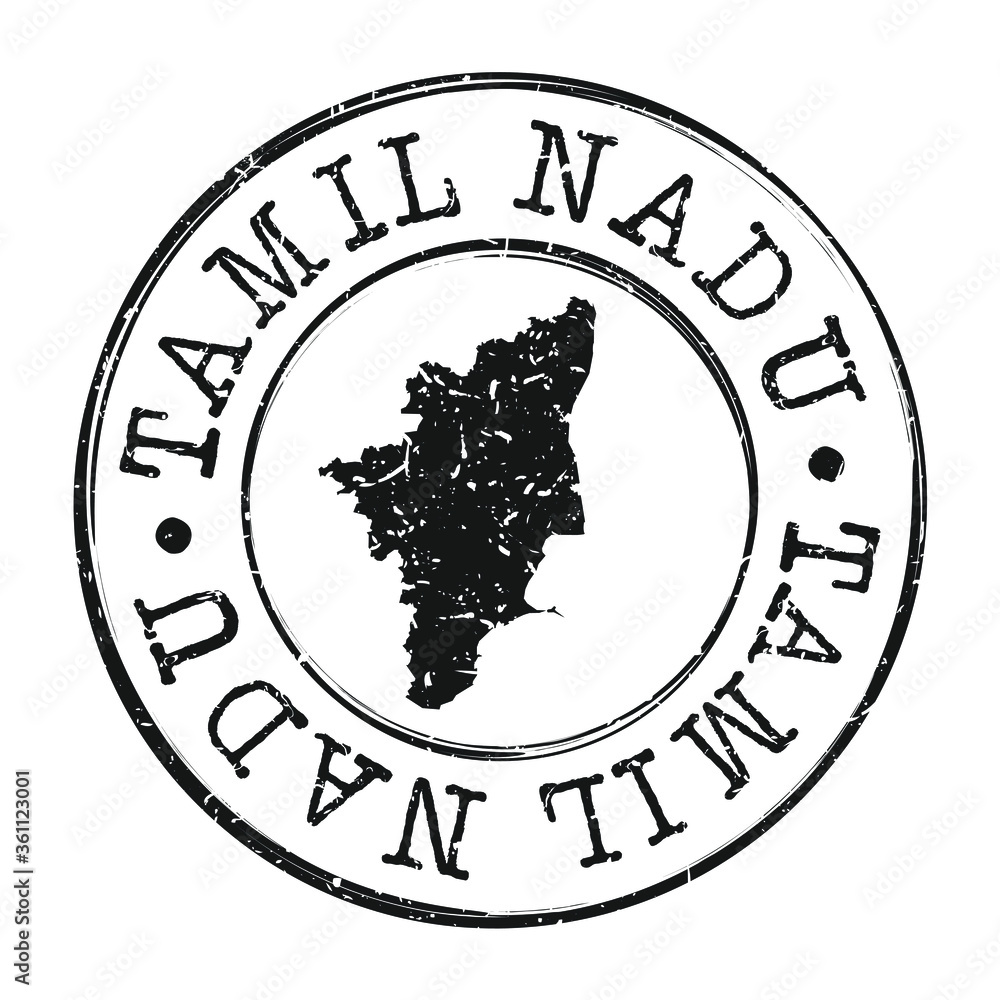Tamil Nadu India Map Postmark. Silhouette Postal Passport. Stamp Round ...