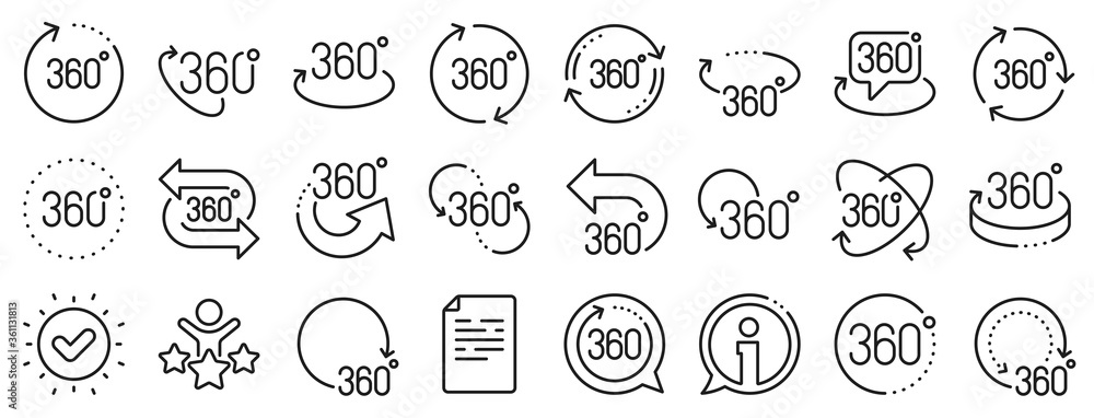 Rotate arrow, VR panoramic simulation and augmented reality. 360 degree ...