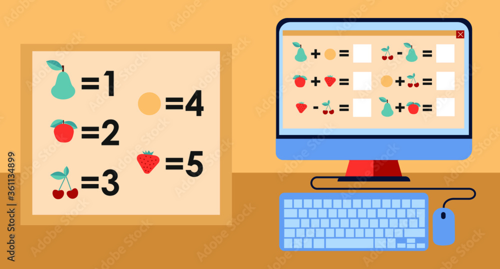 Mathematics task. How many objects. Learning mathematics, numbers with ...