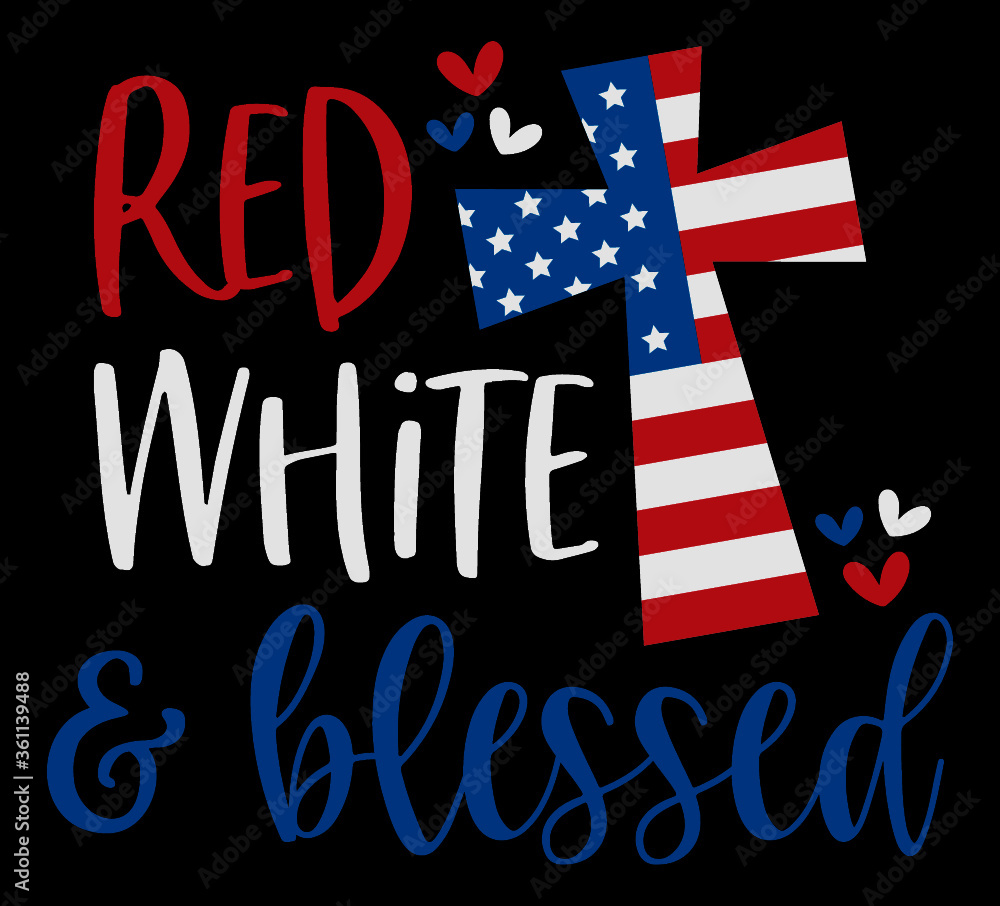 Red White and Blessed Vector. American Flag Cross Vector. Stock Vector ...