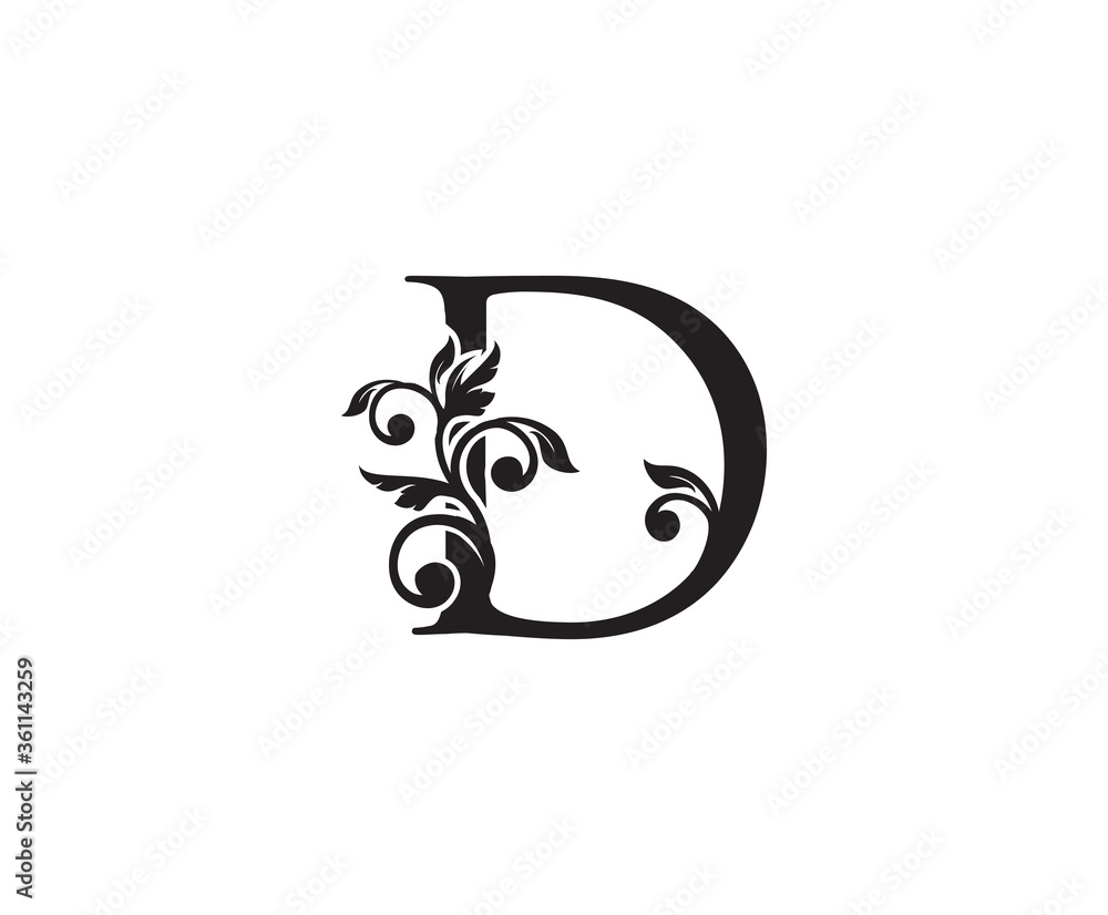 Vintage Letter D Logo. Classic D Letter Design Vector with Black Color ...