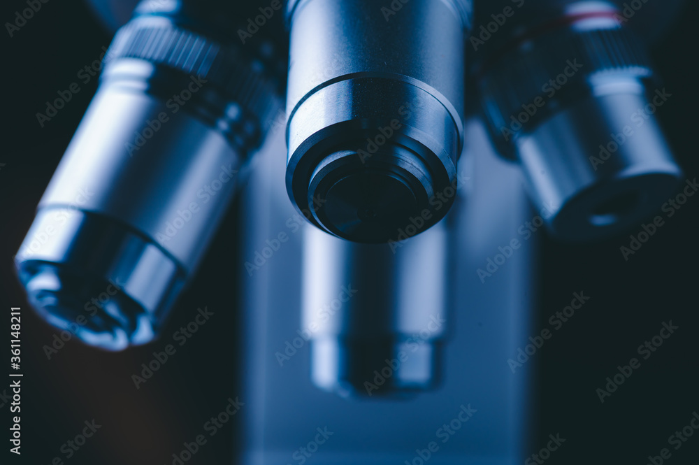 Hight technology microscope at medical science laboratory for ...