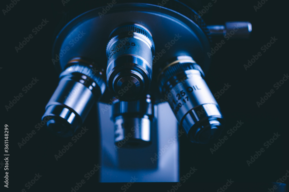 Hight technology microscope at medical science laboratory for ...