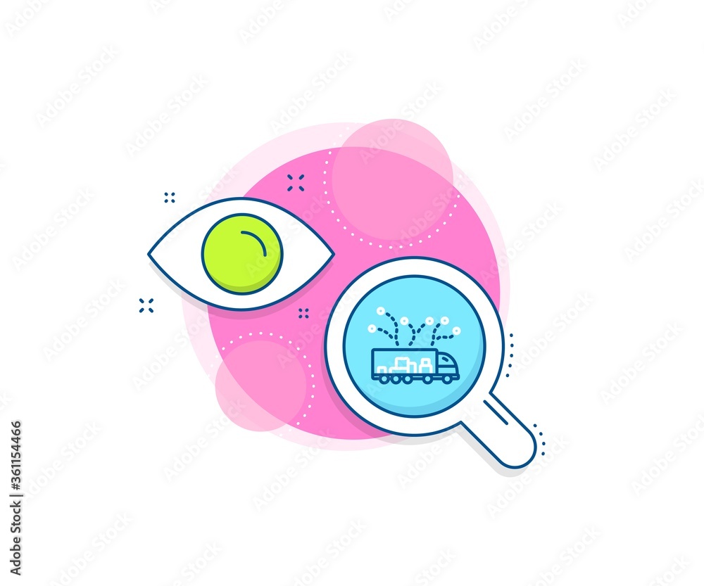 Transportation vehicle sign. Research complex icon. Truck transport ...