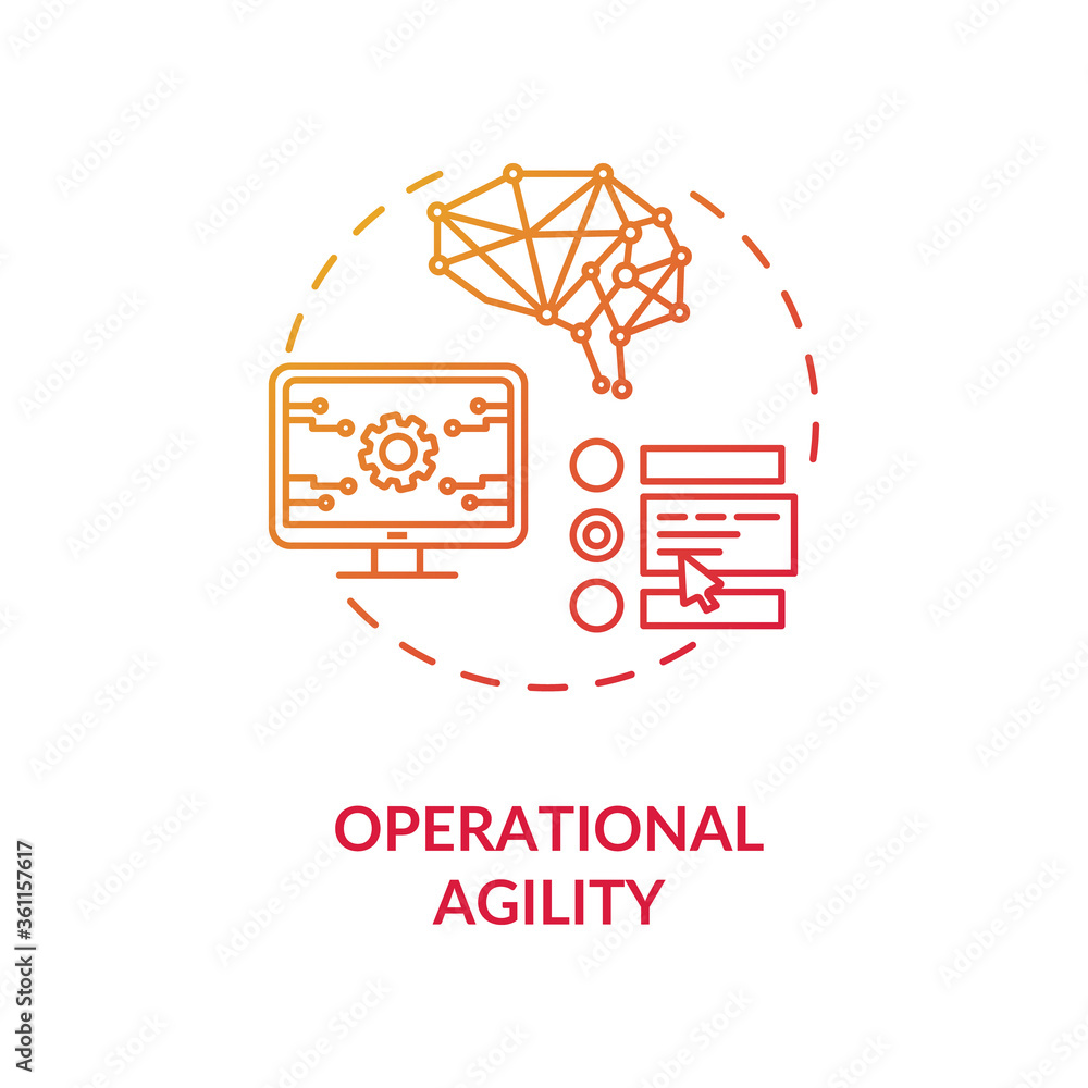 Operational agility red gradient concept icon. System support ... Operational agility red gradient concept icon. System support ...