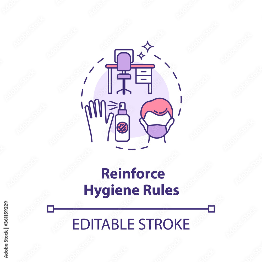 Reinforce hygiene rules concept icon. Workplace safety guidelines idea ...