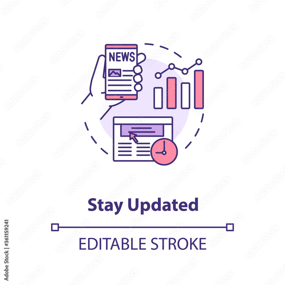 Stay updated concept icon. Workplace safety guidelines idea thin line ...
