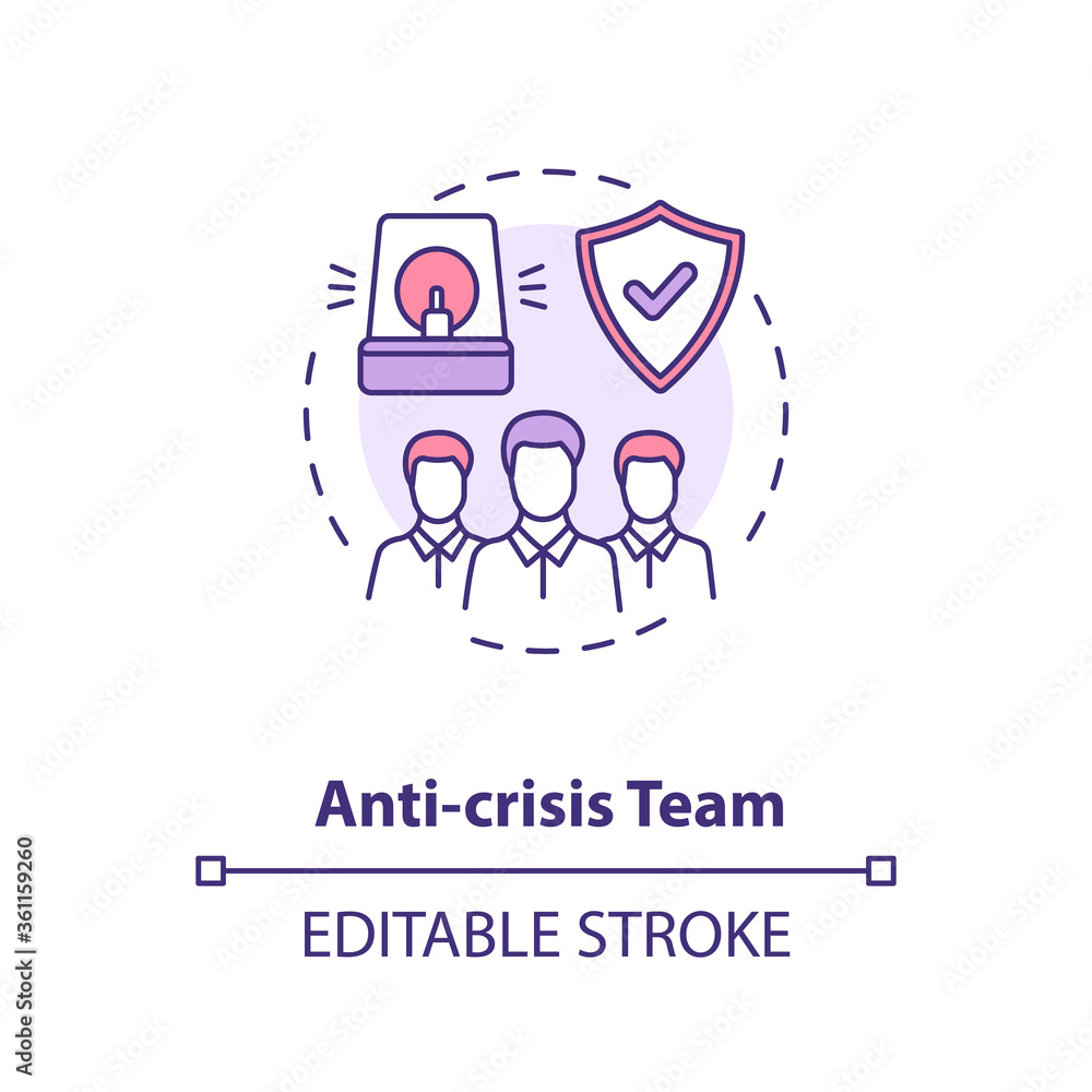 Anti-crisis team concept icon. Workplace safety guidelines idea thin ...