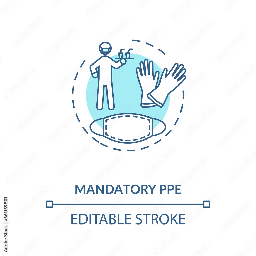 Mandatory PPE concept icon. Cafe and restaurants safety guidelines idea ...