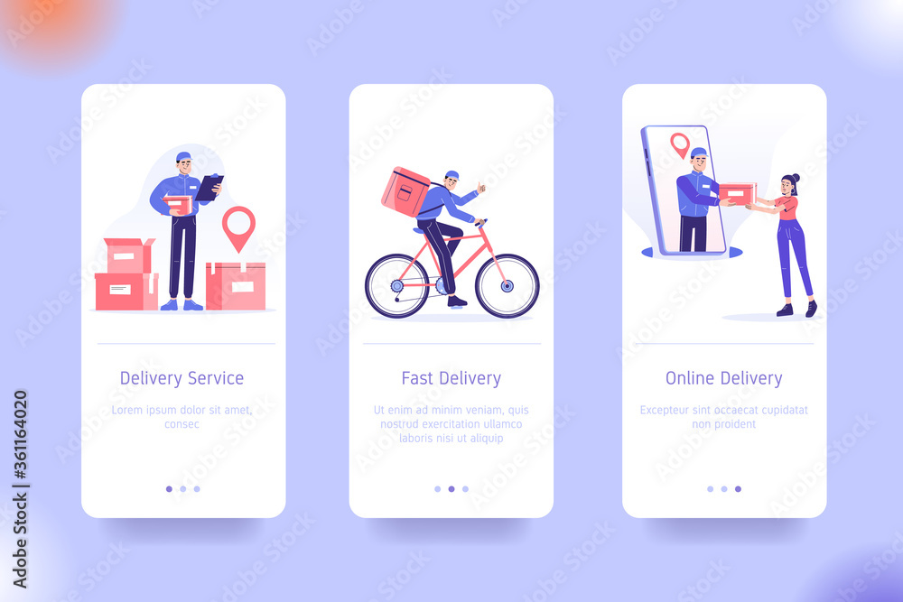 Application design set for Delivery Service, Fast Delivery and Online ...
