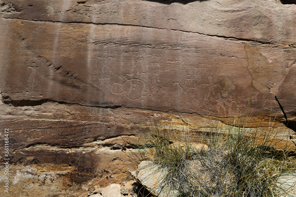 Native American Indian rock art petroglyph family Utah 1401. Nine Mile ...