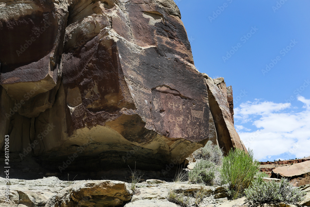 Native American Indian rock art petroglyph Sheep figures Utah 1378 ...