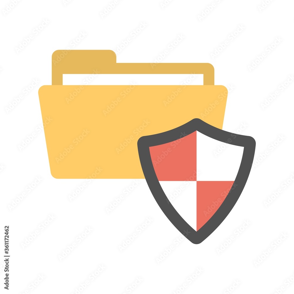 Folder protection icon illustration in flat design style. Personal data ...