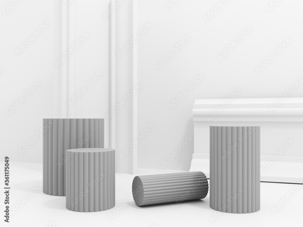 Exhibition stand, podium in the form of classic Greek pillars. 3D ...