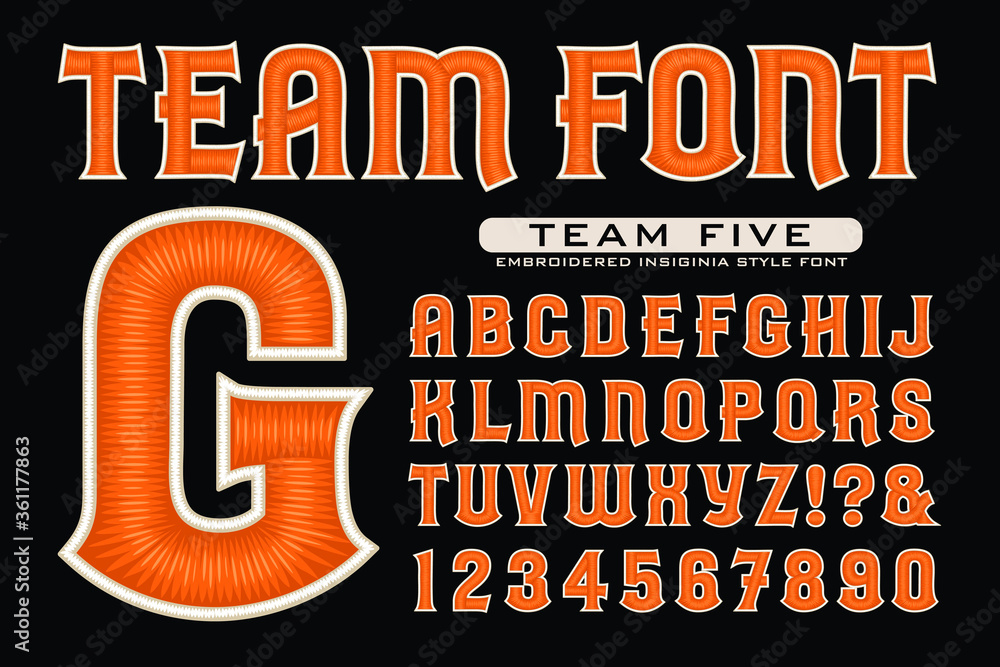 An Orange and White Alphabet in the Style of Embroidered Insignias for ...