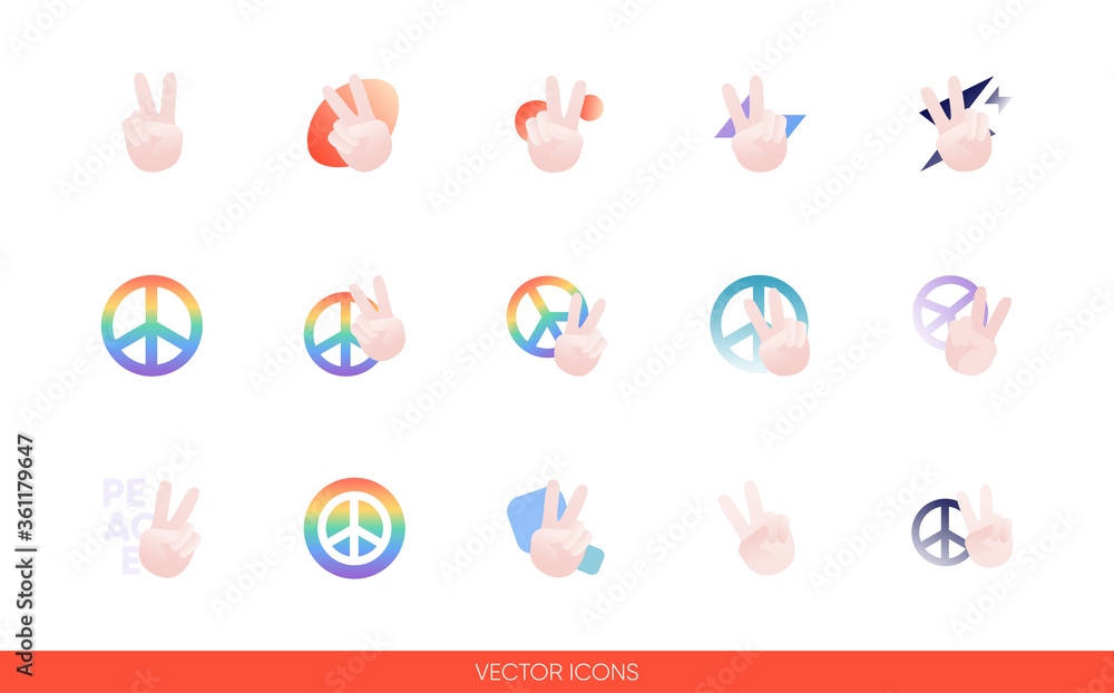 Peace sign hand with fingers and pacific sign, international symbol of ...