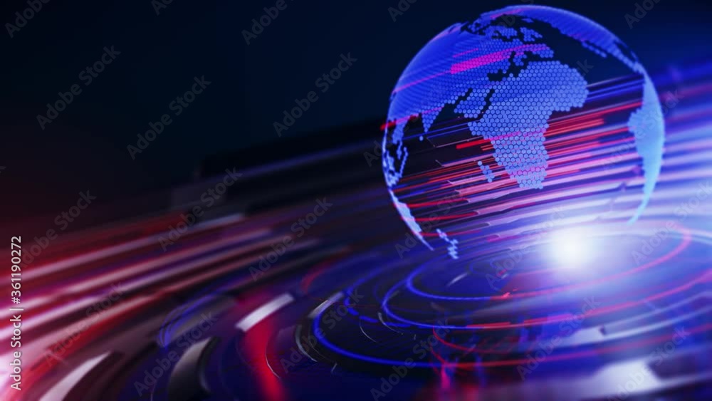 3D World News Background Loop. digital world breaking news Studio ...