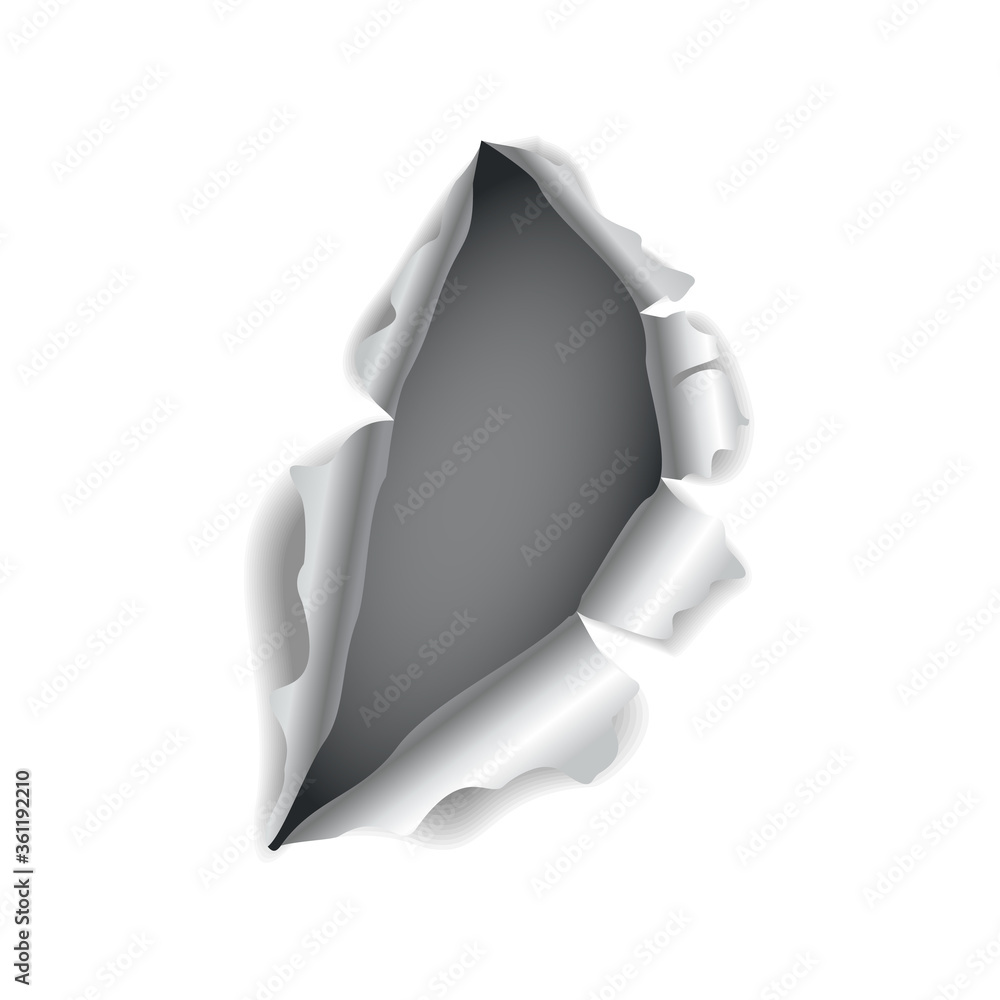 Paper hole. Realistic vector torn paper with ripped edges. Torn hole in ...