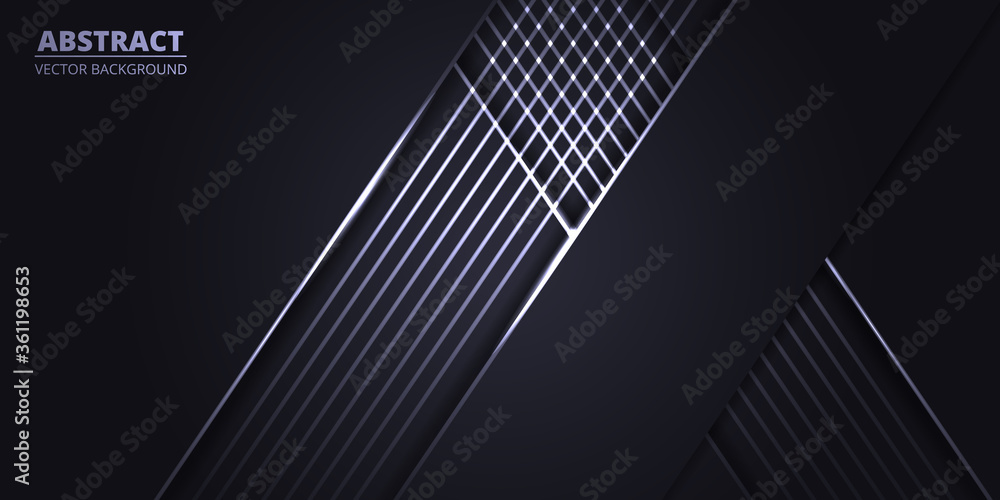 Dark gray abstract background with white light line on blank space ...