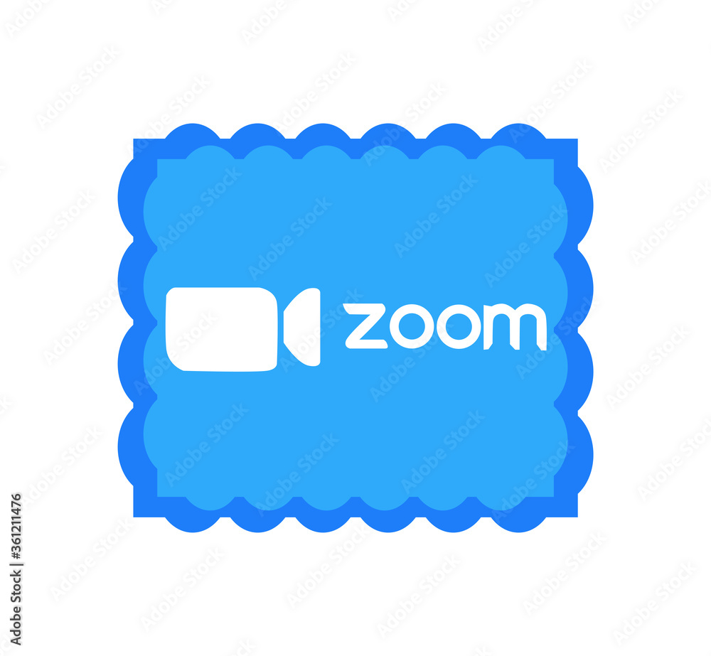 Zoom logo video conference application. Blue camera icon. Zoom app logo ...