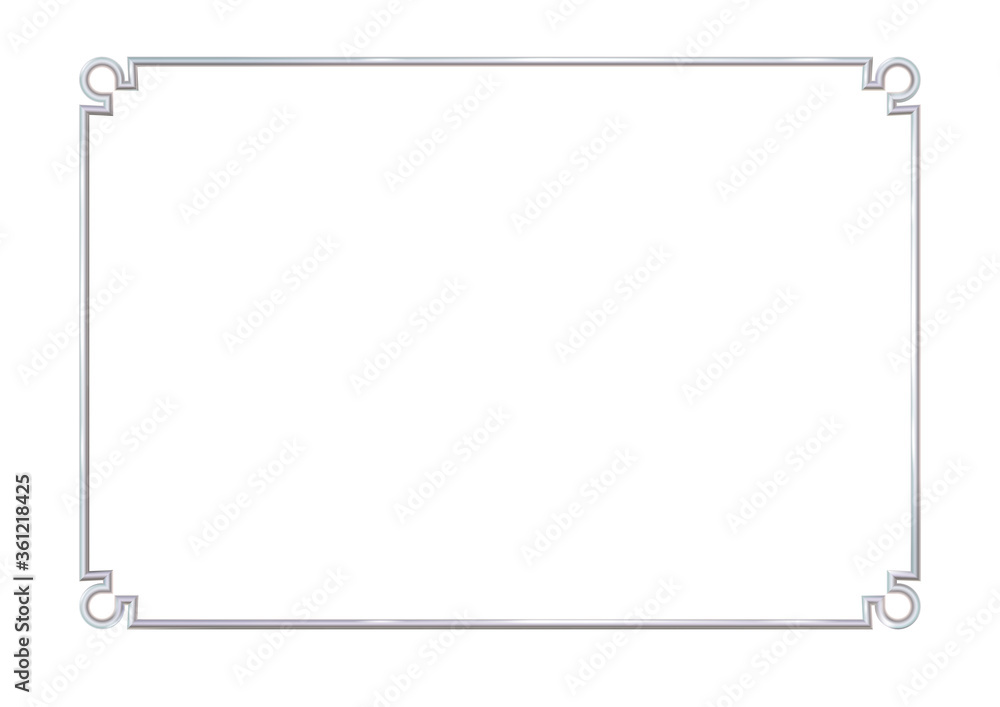 Rectangle realistic frame metal or silver with round corner elements ...
