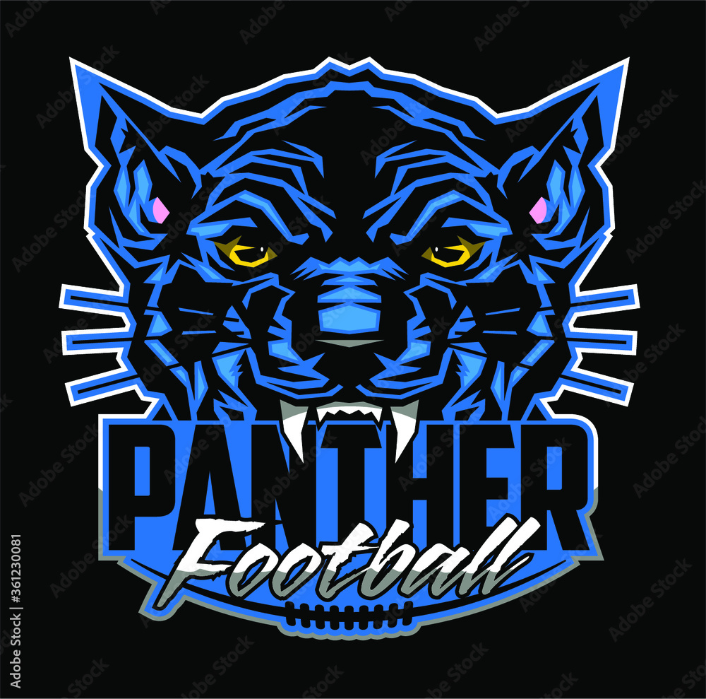 panther football team design with mascot and laces for school, college ...