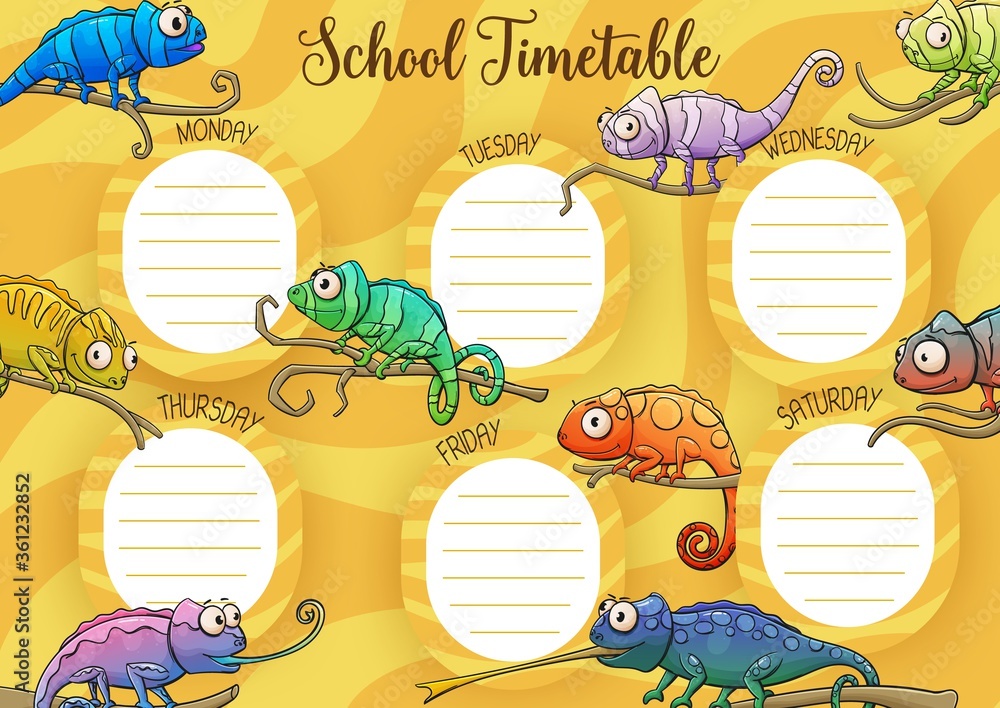 School timetable vector template of student schedule, education design ...