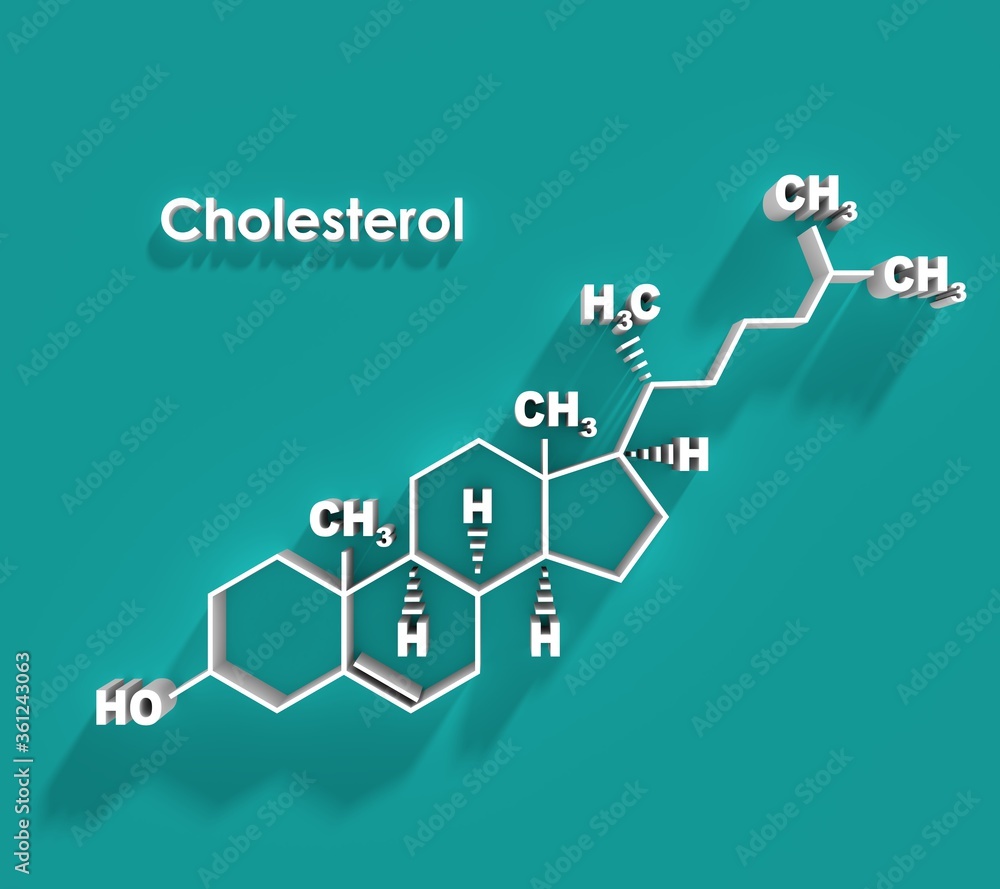 Chemical molecular formula of cholesterol. Infographics illustration ...