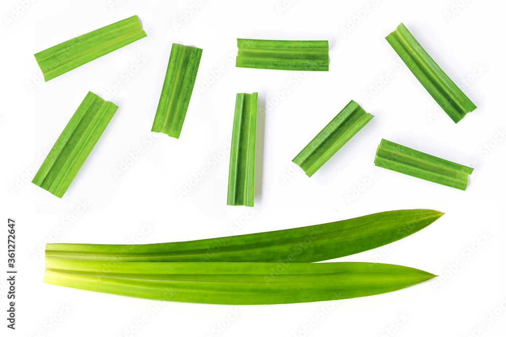Fresh green pandan leaf and slice ( Pandanus amaryllifolius come ...