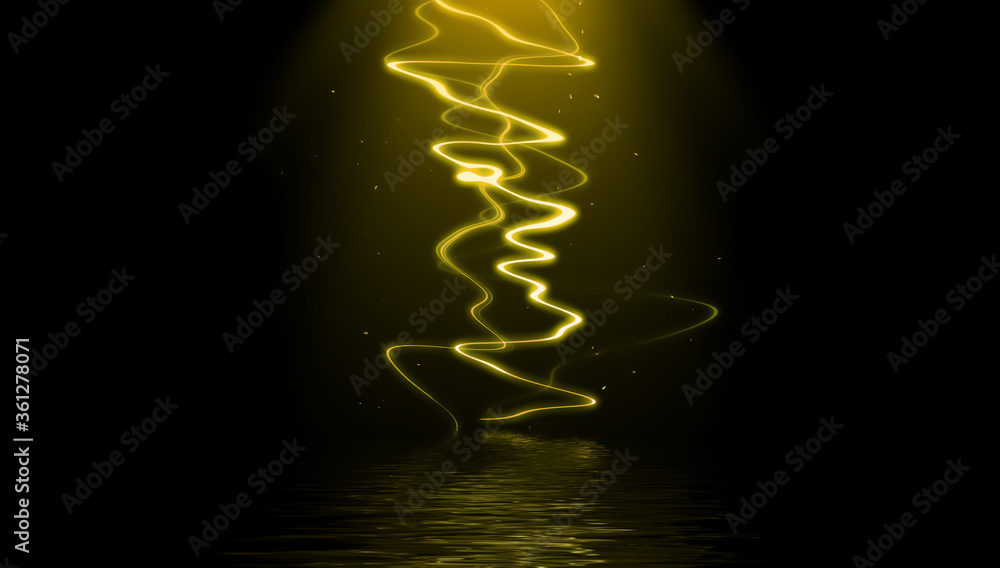 Abstract realistic yellow nature lightning thunder background . Bright ...