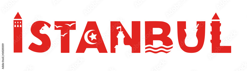 Istanbul. City logo design for the travel promotion. Silhouette of the ...