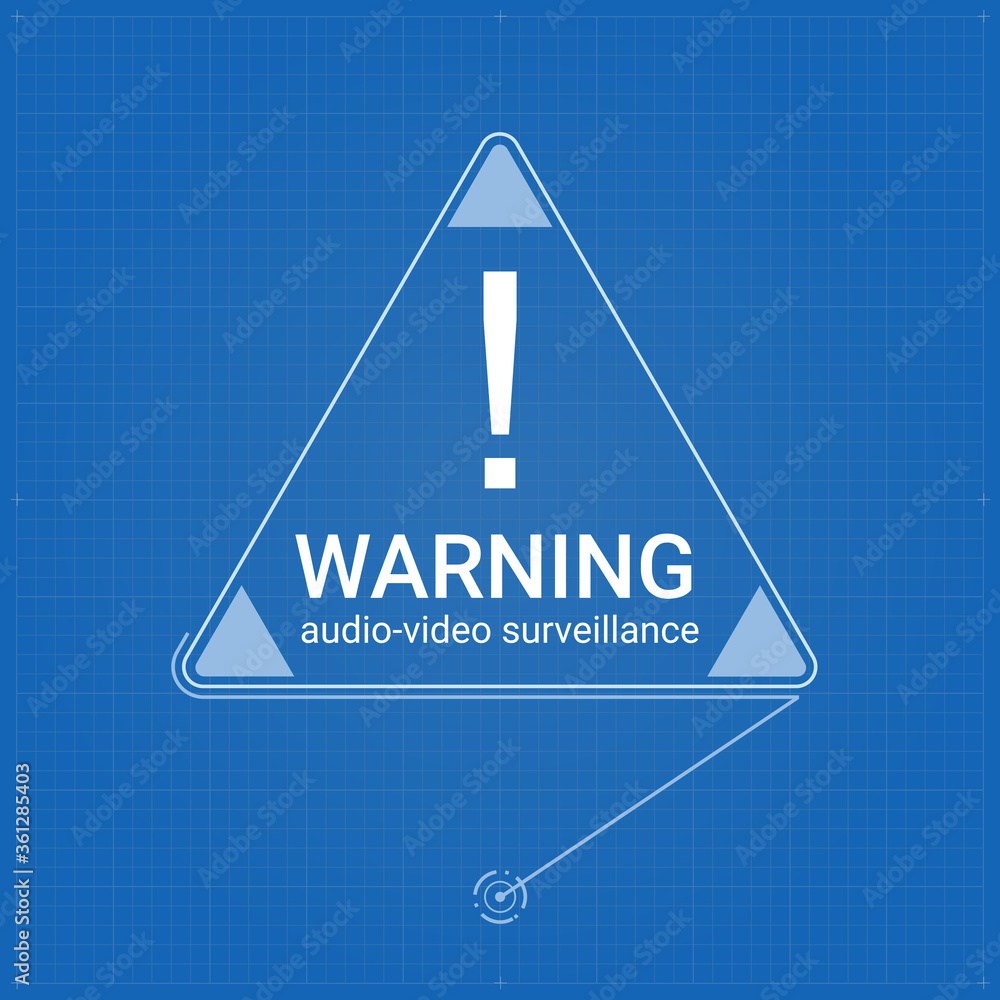 Warning sign in triangle on blueprint background. Icon for UI. Element ...