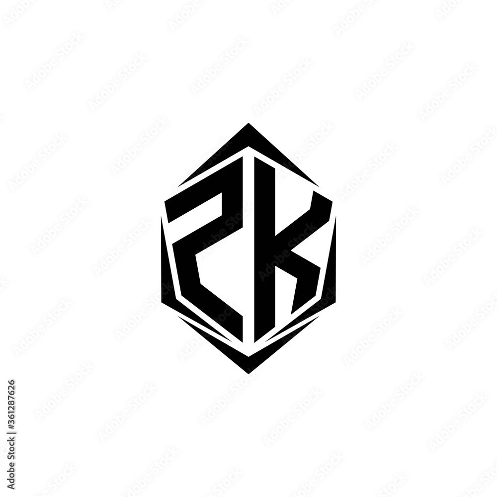 Initial ZK logo design, Initial ZK logo design with Shield style, Logo ...