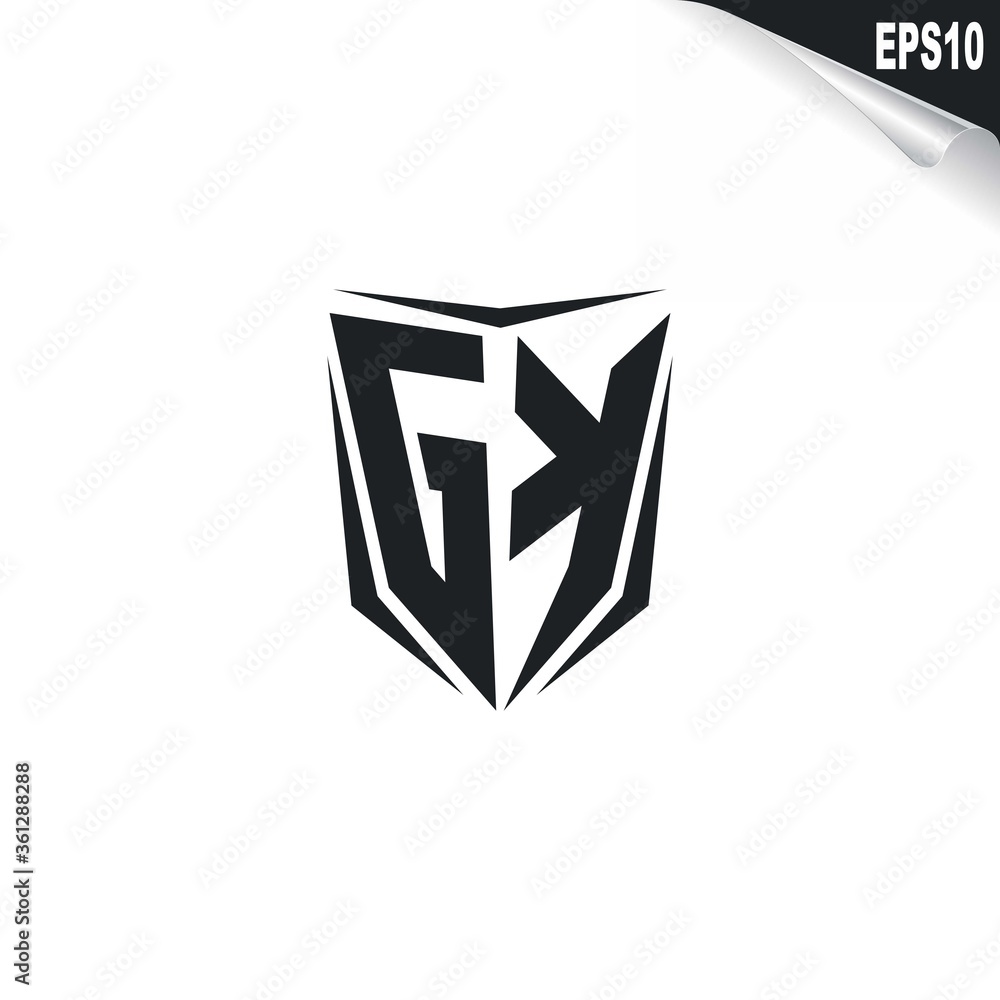 Initial GK logo design with Shield style, Logo business branding. Stock ...