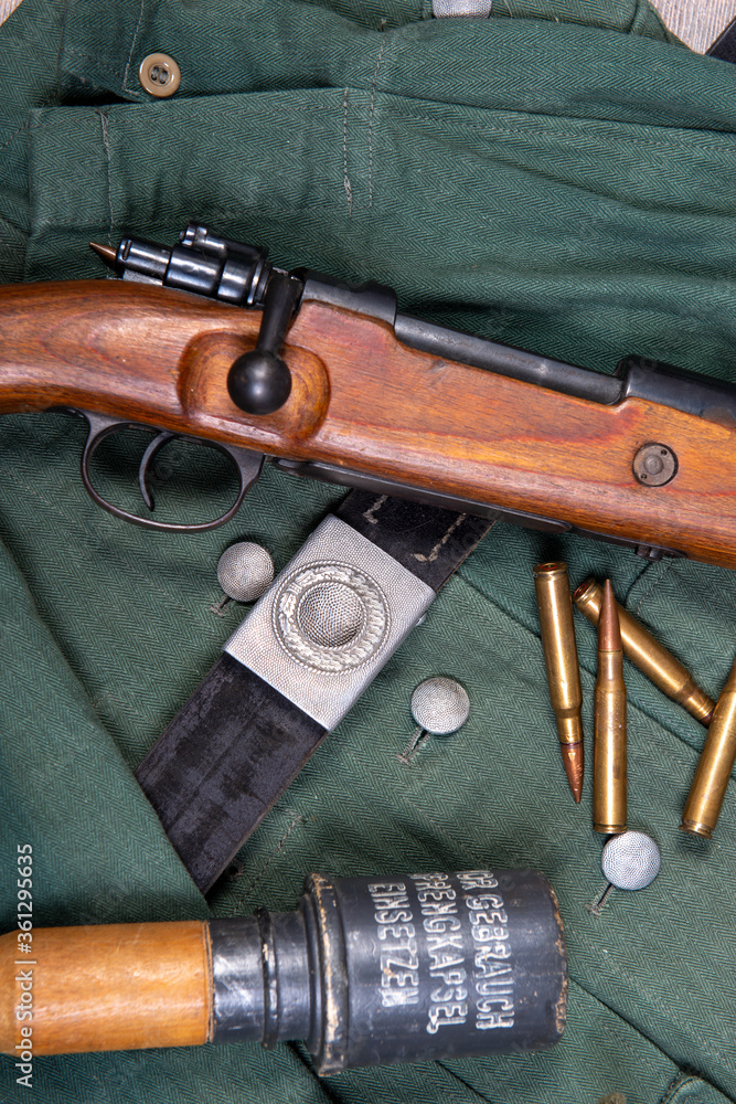 vintage background with german army field equipment. ww2 Stock Photo ...