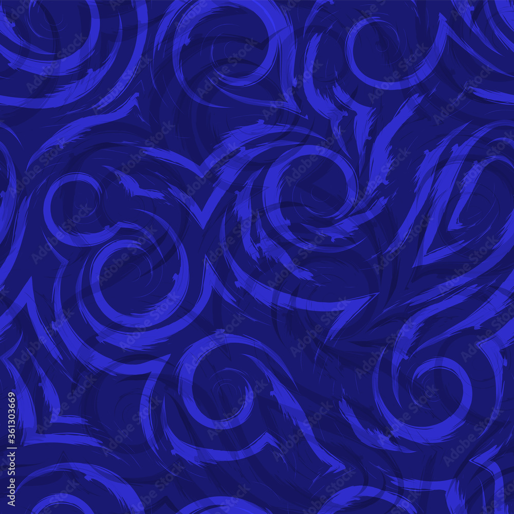 Double exposure vector seamless pattern of smooth waves and swirl of ...