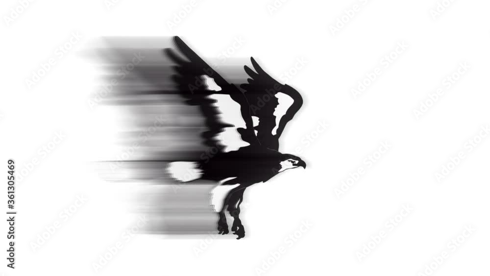 Flying eagle with speed effect Eagle flies from left to the right and ...