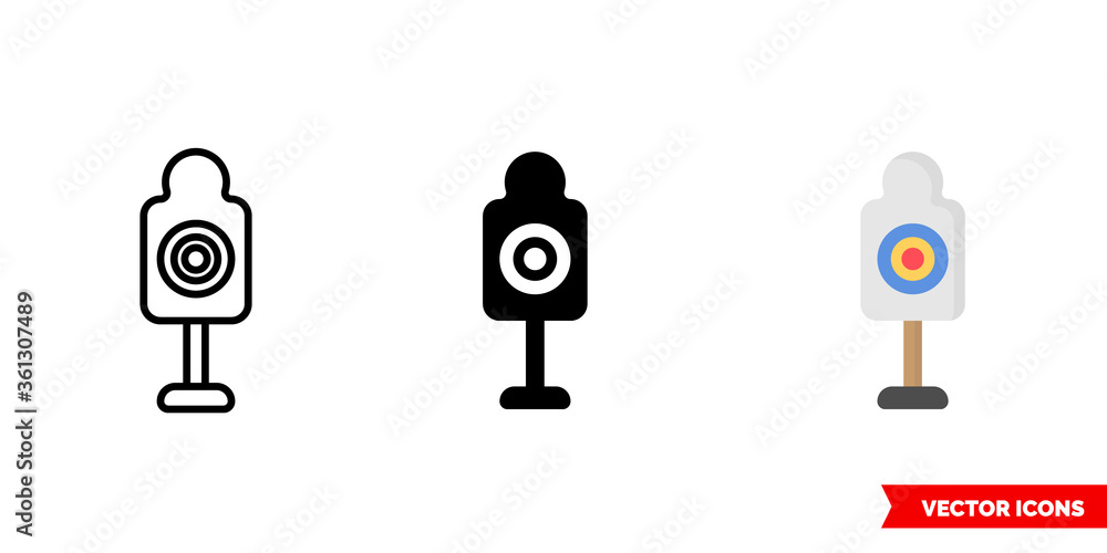 Shooting target icon of 3 types. Isolated vector sign symbol. vector de ...