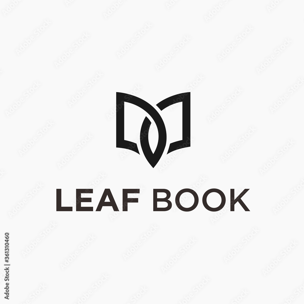 book leaf logo design vector silhouette illustration Stock Vector ...
