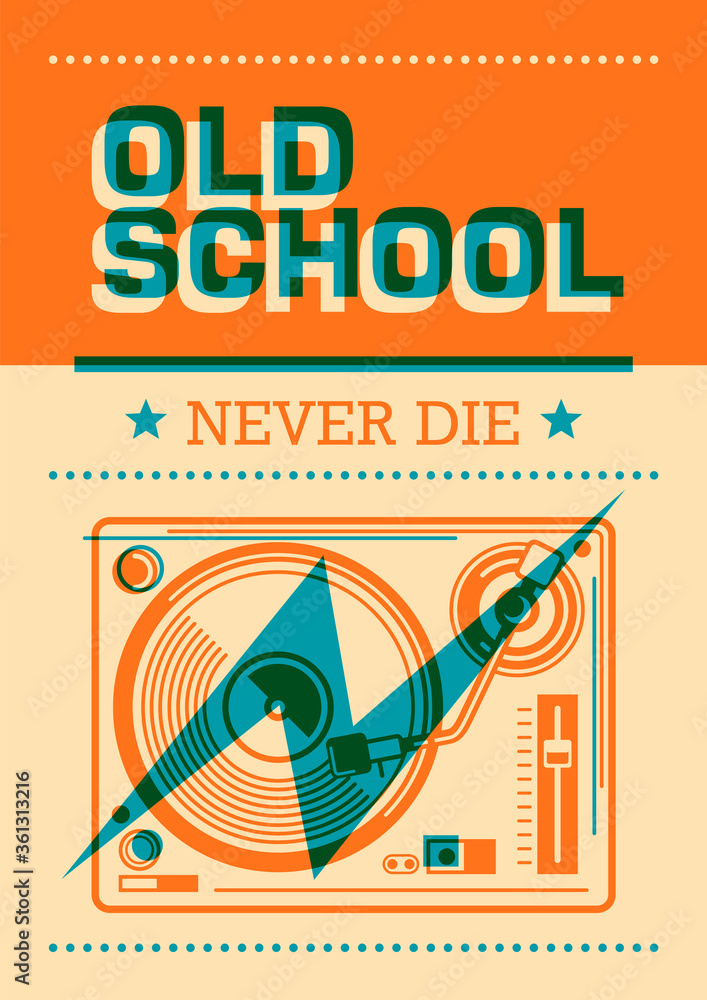 Old school party poster design. Vector illustration. Stock Vector ...