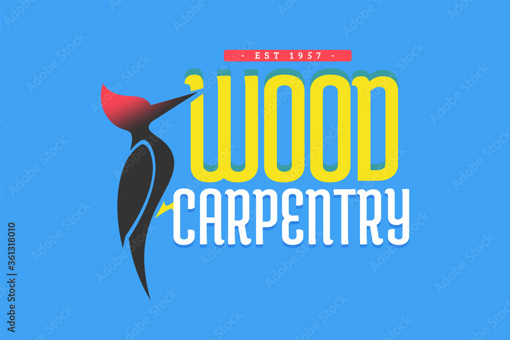 Wood pecker best original logo design gradient effect elements sign ...