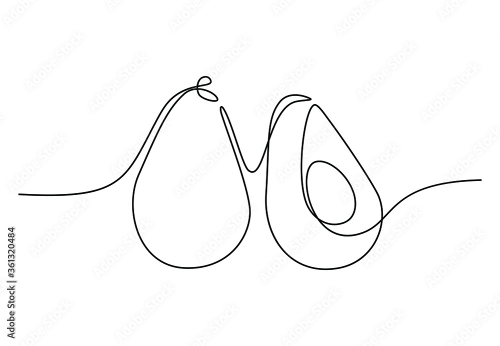 Avocado in continuous one line drawing. Modern vector illustration of ...