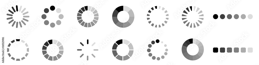 Vetor de Loading icon design set.Collection of loading icons.Progress ...