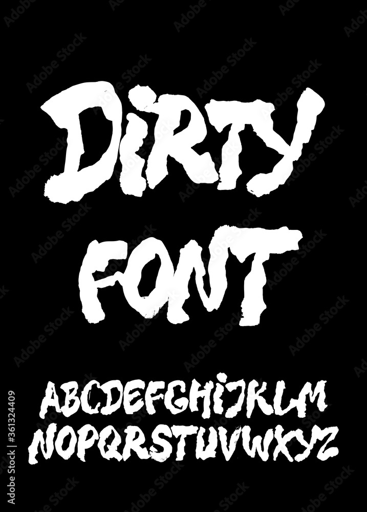 Dirty calligraphy hand lettering ink brush font. Vector alphabet Stock ...