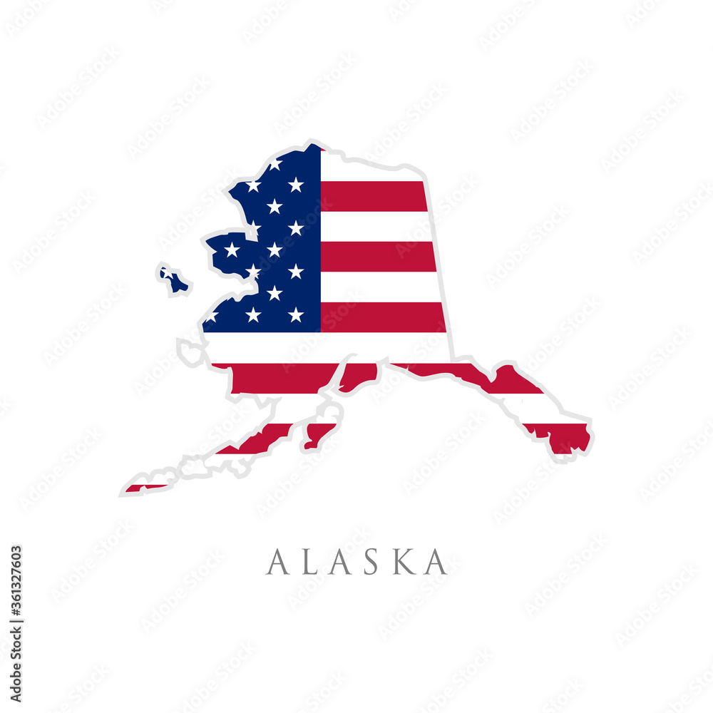 Shape of Alaska state map with American flag. vector illustration. can ...