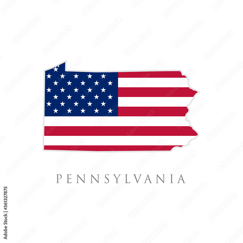 Shape of Pennsylvania state map with American flag. vector illustration ...