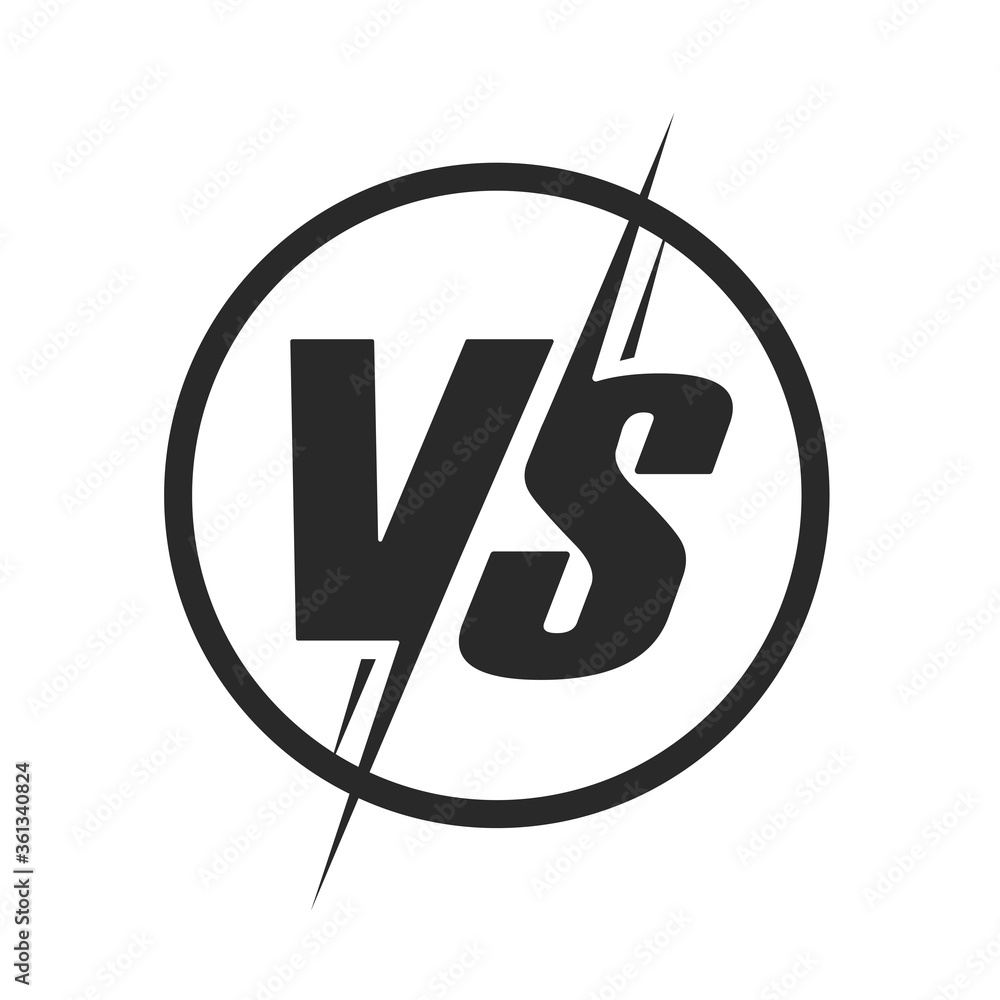 Vs or versus logo icon for battle or fight game vector flat cartoon ...