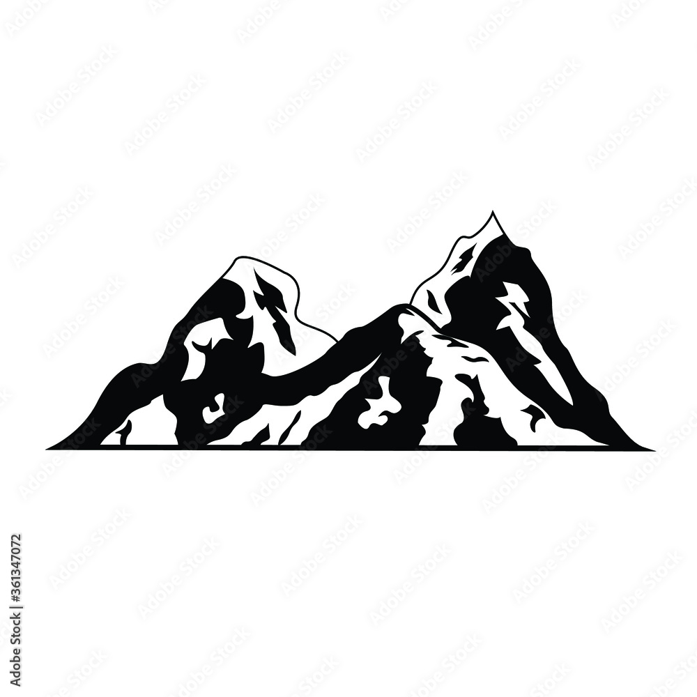 Lofty mountain vector. Mountain range isolated on white. Vector ...