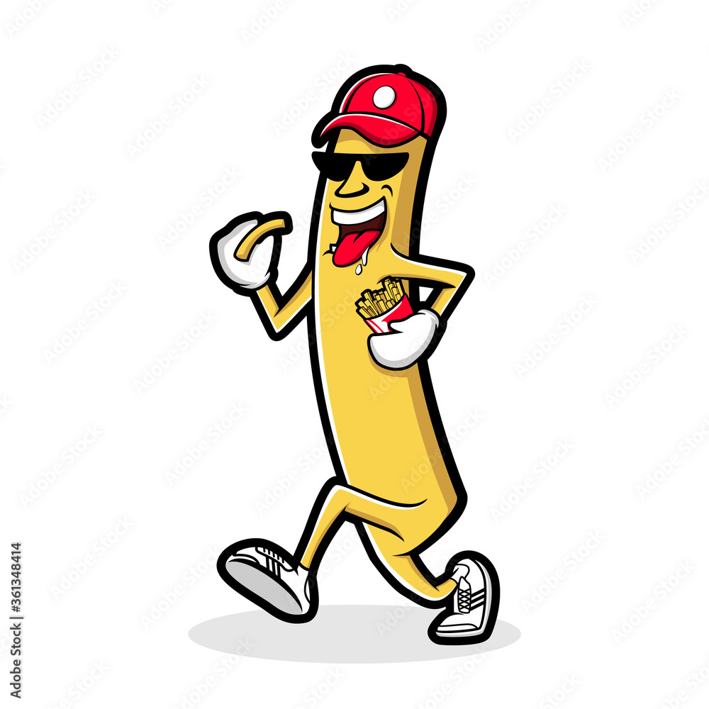 cartoon illustration french fries characters Stock Vector | Adobe Stock