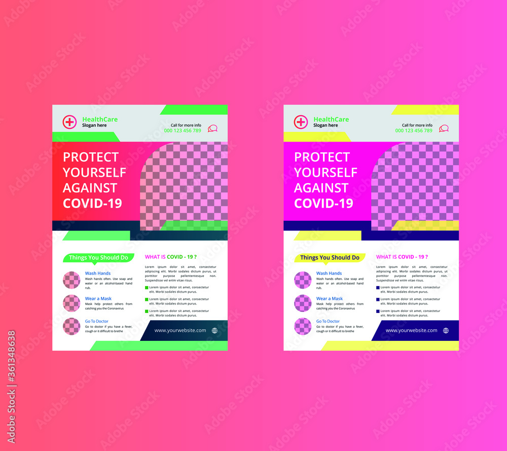 Coronavirus Covid-19 Medical HealthCare Vector flyer template. Vector ...